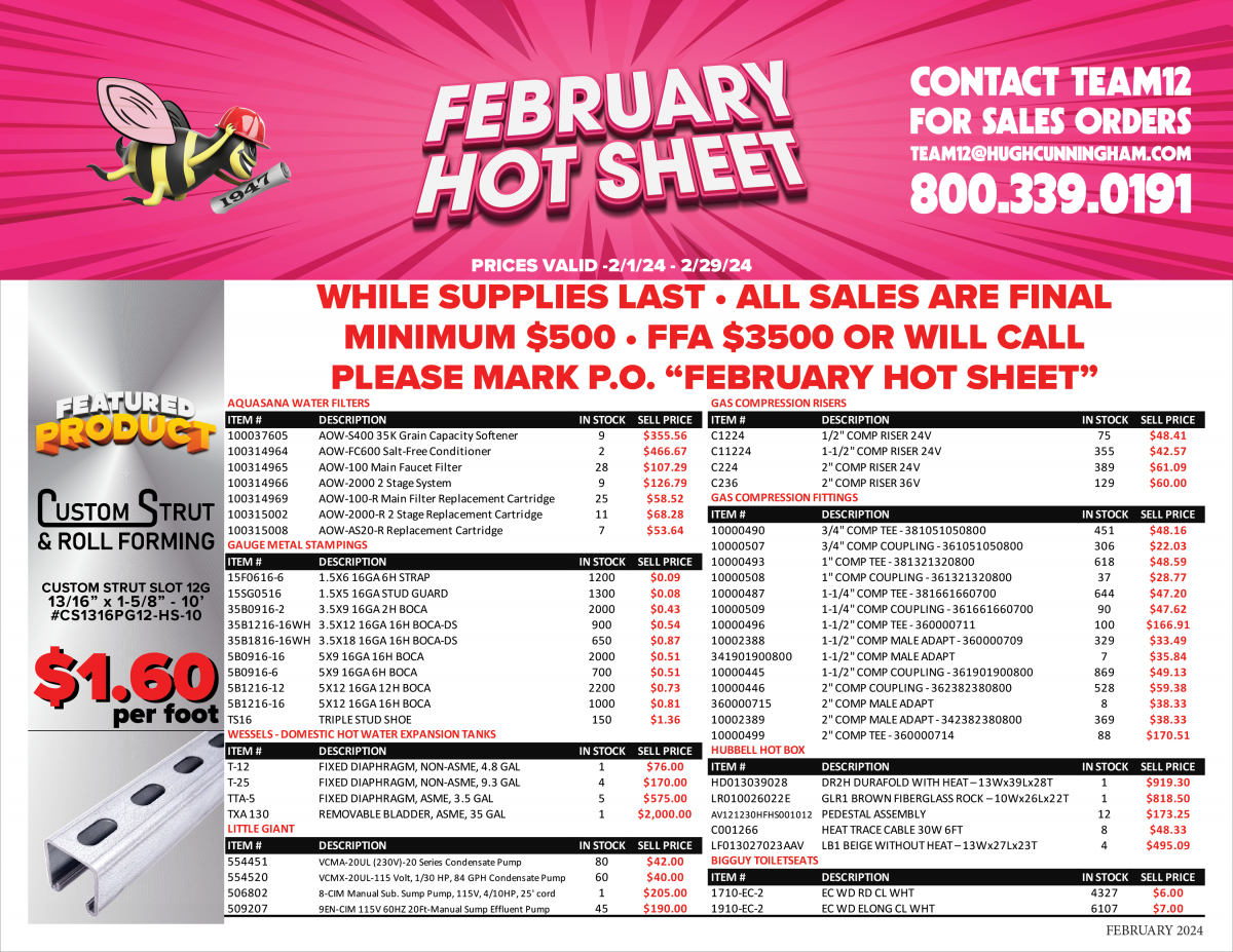 hotsheet – Hugh M. Cunningham Companies